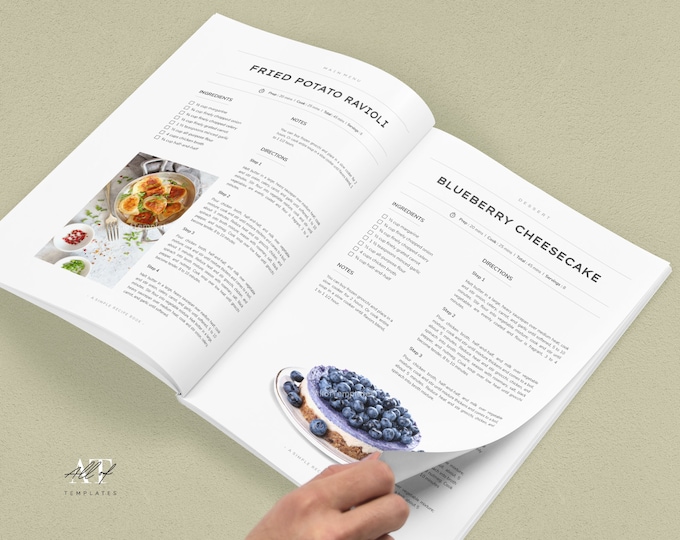 Cookbook Template Google Docs Minimalist Recipe Book Pages - Etsy