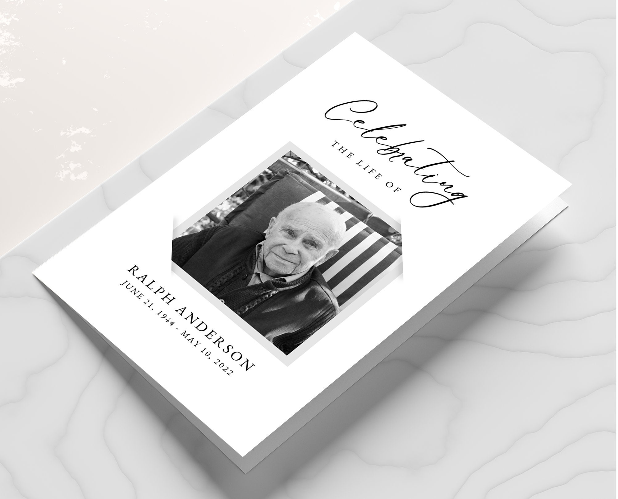 Editable Funeral Program Template, Memorial Service Template, Simple ...