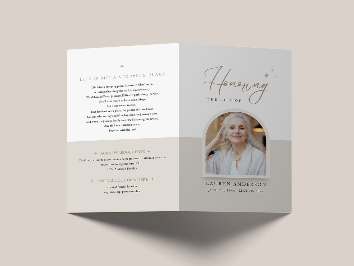 Simple Funeral Program Template, Obituary Template, Memorial Program ...