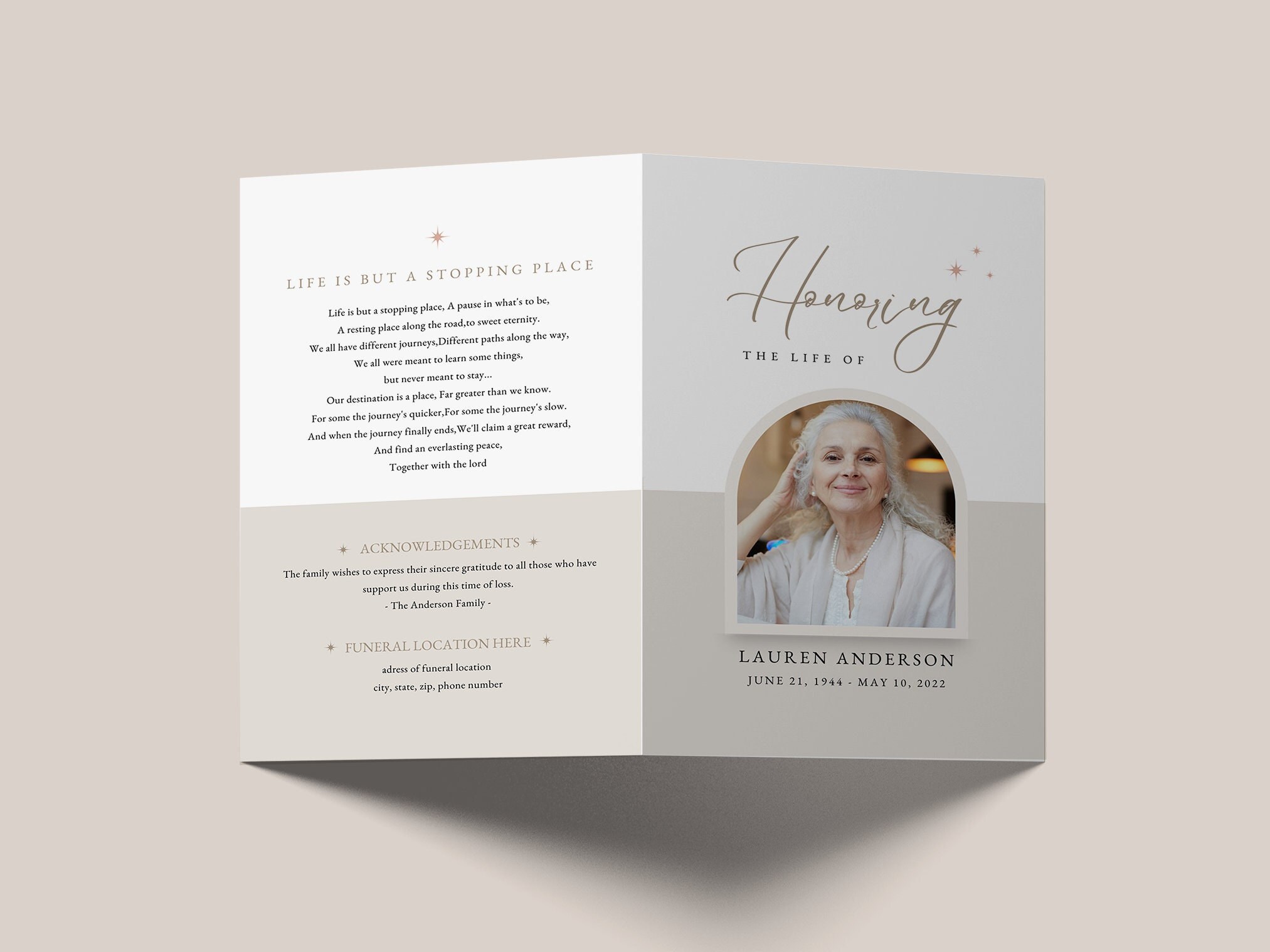 Simple Funeral Program Template, Obituary Template, Memorial Program ...