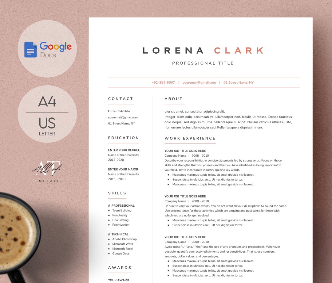 Simple Resume Template Google Docs Minimalist Resume Templates Google ...