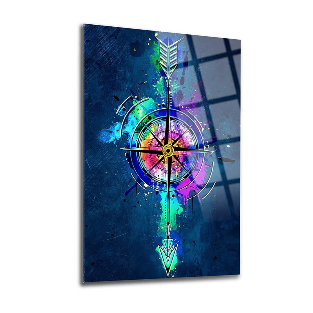 Arrow Compass Interior Design Glass Wall Art - Etsy