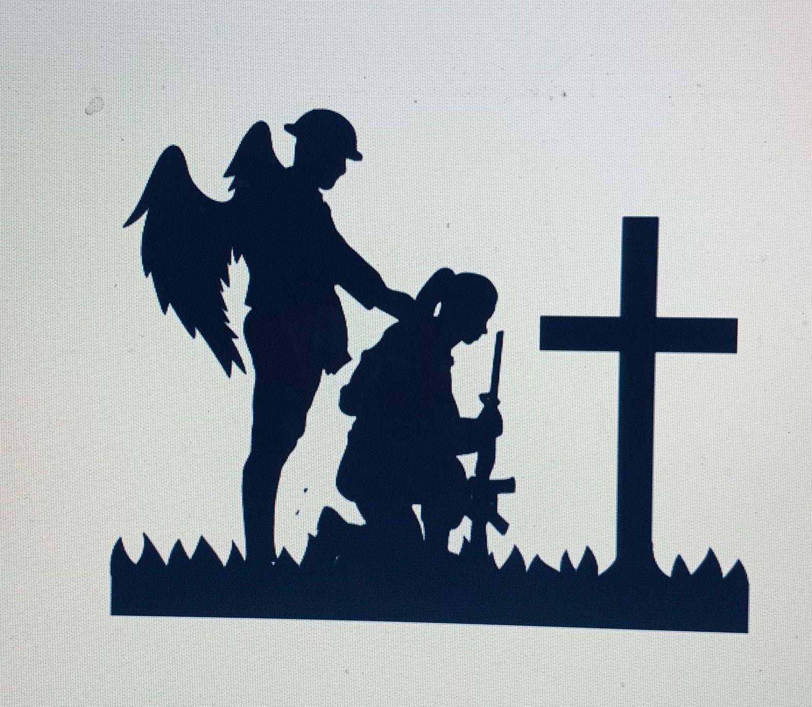 Guardian Angel Soldier With Soldier Kneeling at Cross - Indoor or ...