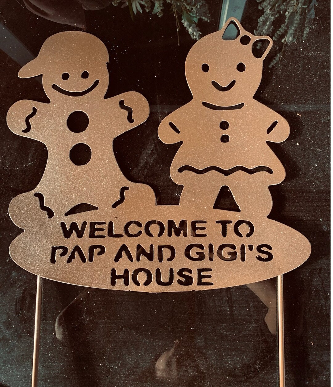 Personalized Gingerbread Girl and Boy Hanging Metal Sign or Yard Stakes ...