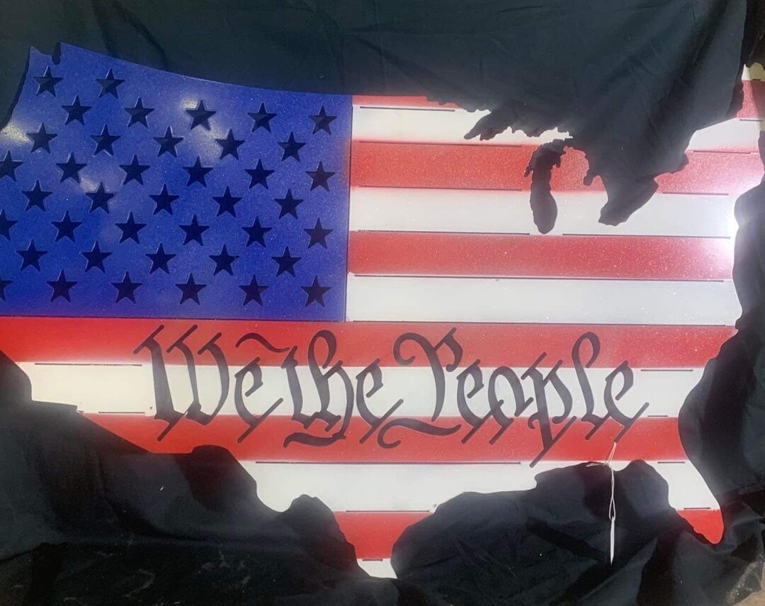 Large United States of America With “we the People” Metal Hanging Sign ...