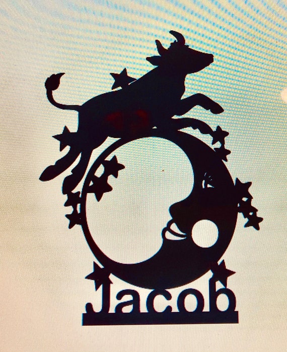 Personalized Cow Jumping Over the Moon Indoor Metal Sign | Etsy