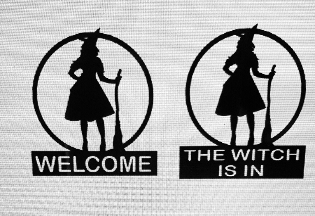 Personalized or Plain Witch With Her Broom Metal Hanging Sign or Yard ...