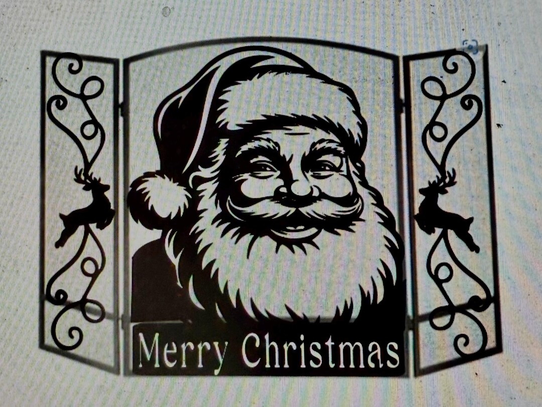 Personalized Santa Fireplace Screen – Merry Christmas Design – Holiday ...
