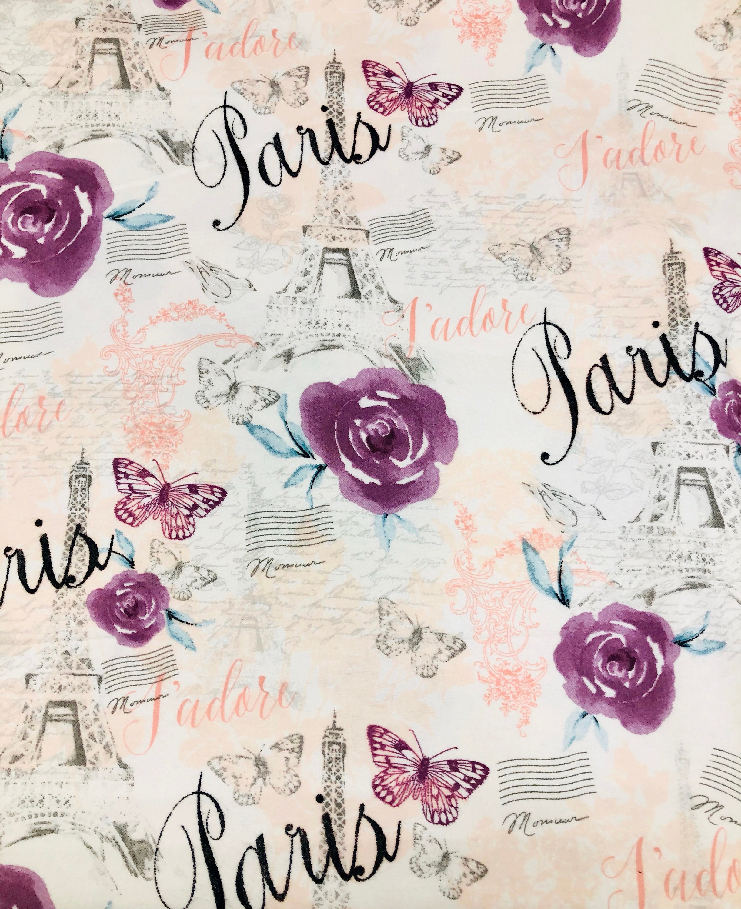 Paris Eiffel Tower, Butterflies and Roses Baby Blankets Personalized ...