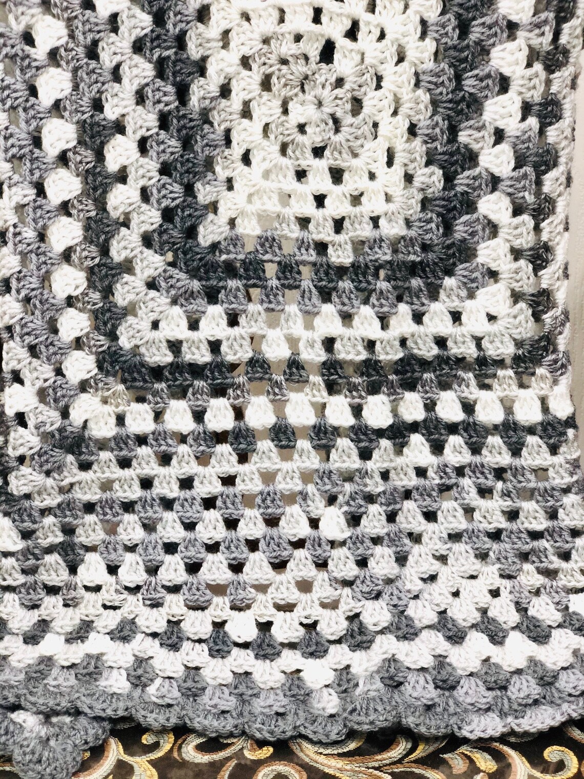 Beautiful Handmade White and Gray Crochet Blanket- Baby Boy-throw ...