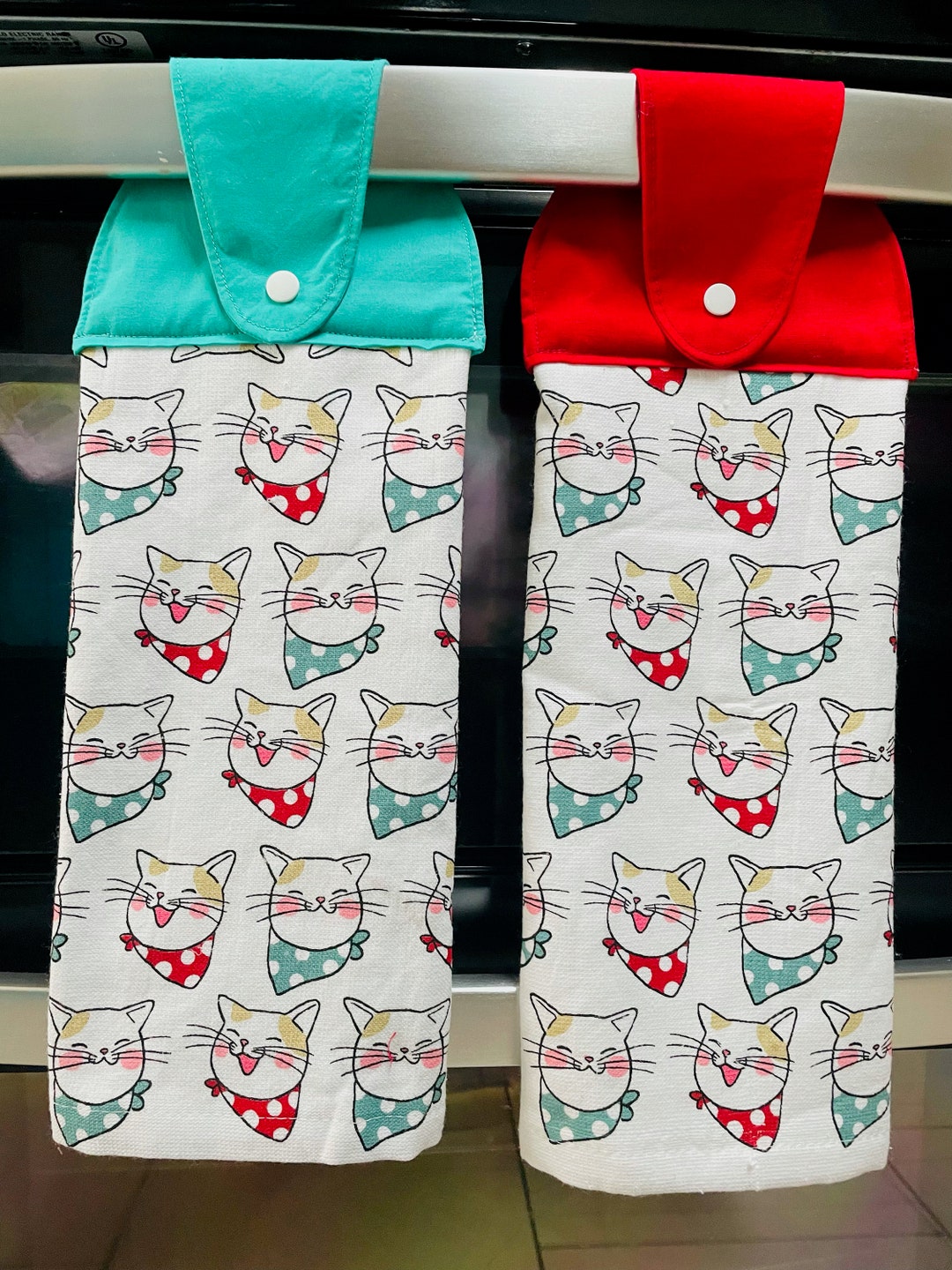 Kitty Cat Faces Hanging Kitchen Towels/cat Lover Gift Hanging Towels ...