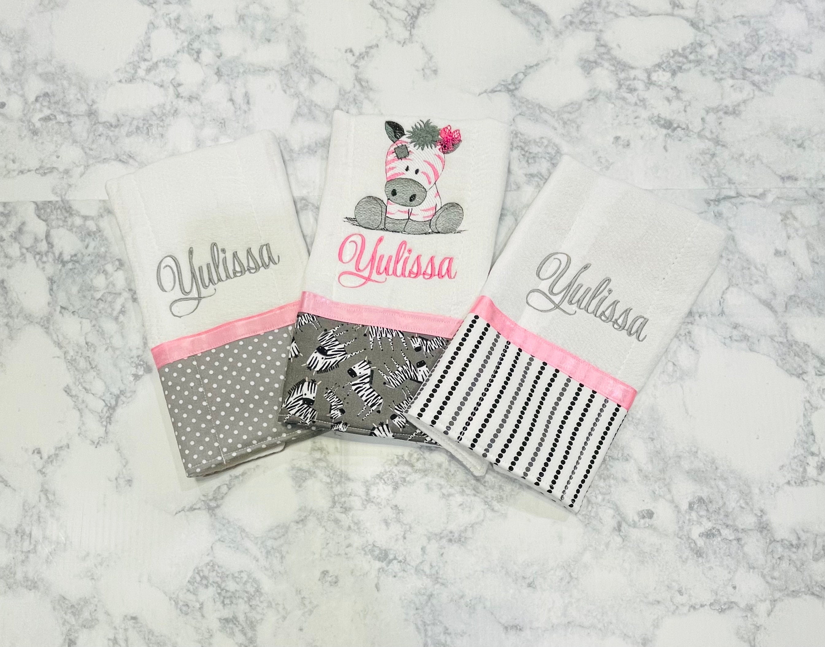 Zebra Baby Burp Cloth/ Embroidered Burp Cloths/ Personalized Burp Cloth ...