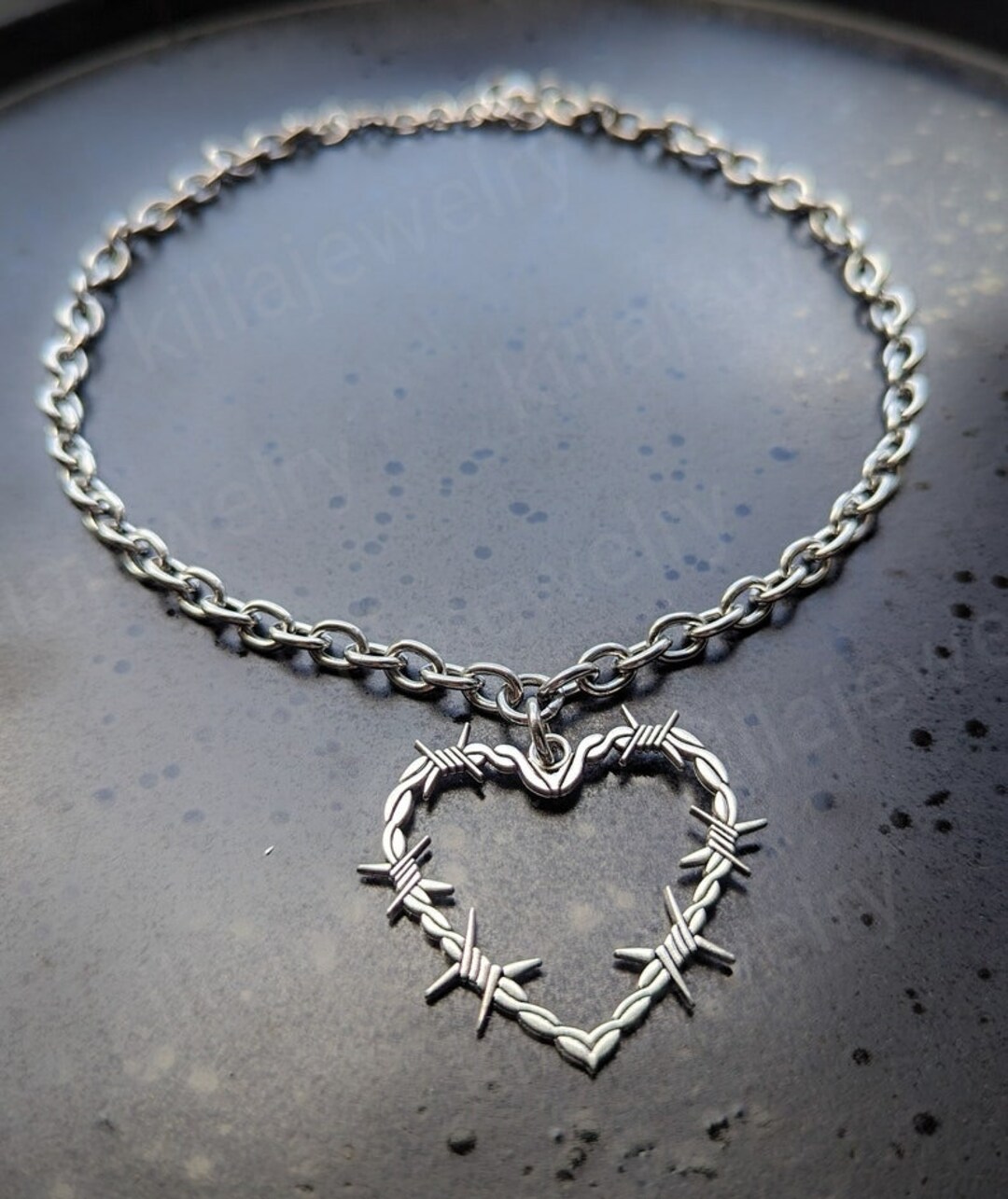 Spiked Barbed Wire Heart Pendant Necklace - Etsy
