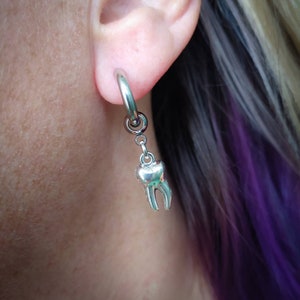 Tooth Earring, Teeth Earrings, Human Teeth, Huggie Hoops, Mens Earring ...