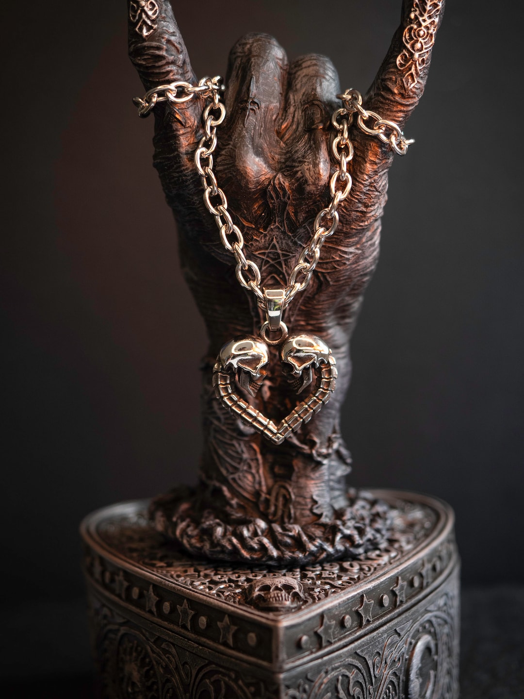 Till Death Double Skull Chain Necklace - Etsy