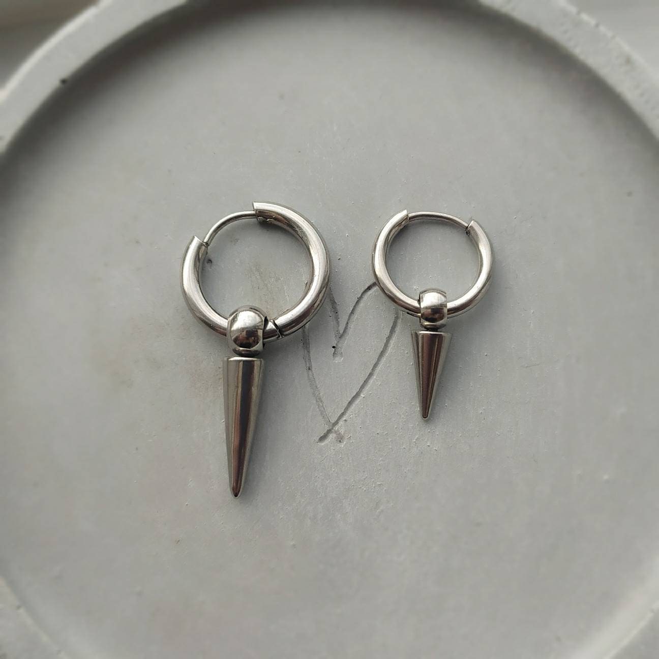 Spike Earrings Silver Spikes Punk Earrings Punk Jewelry | Etsy