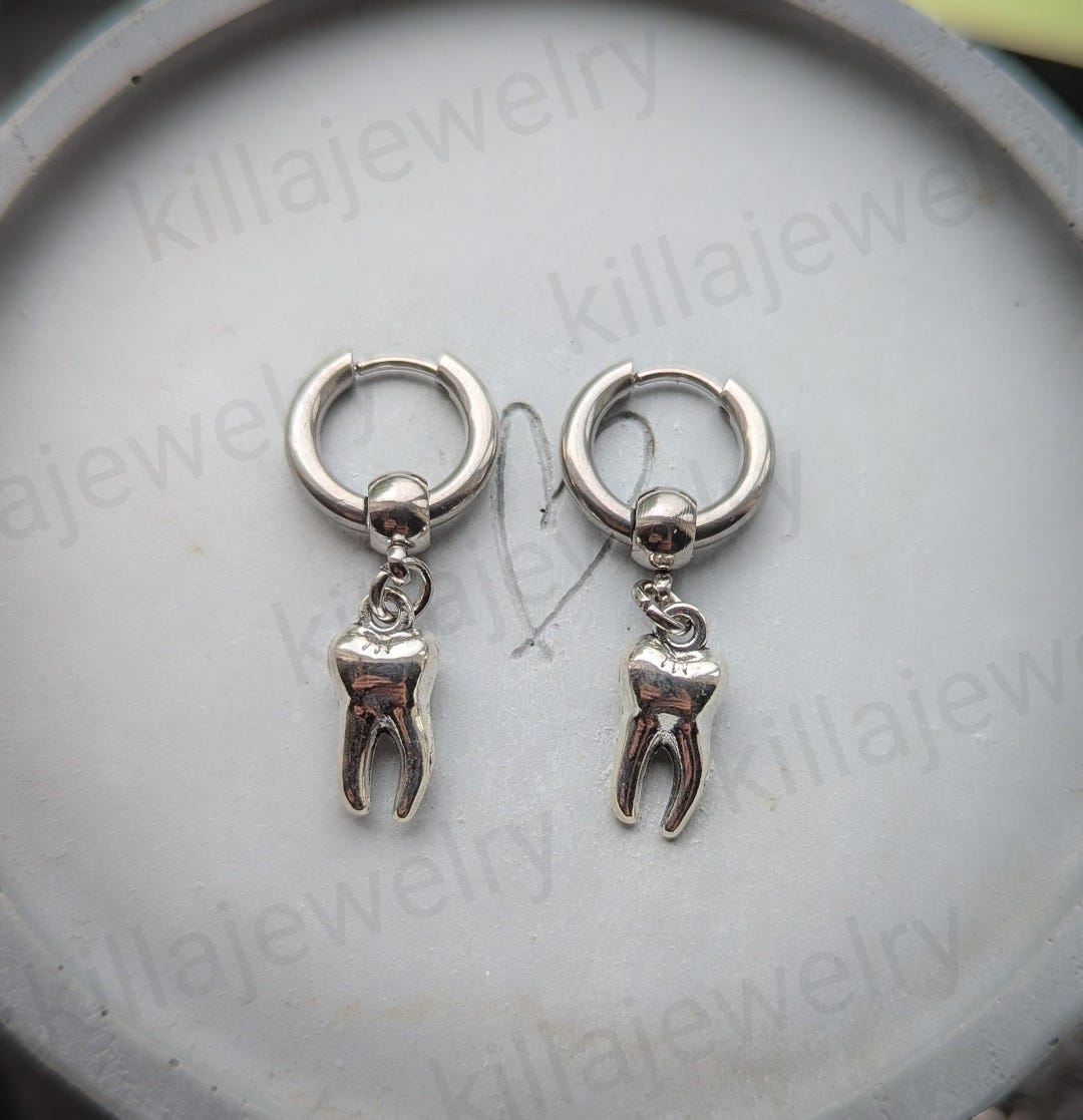 Tooth Earring, Teeth Earrings, Human Teeth, Huggie Hoops, Mens Earring ...