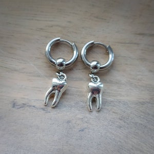 Tooth Earring, Teeth Earrings, Human Teeth, Huggie Hoops, Mens Earring ...