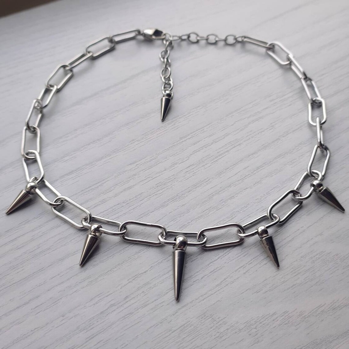 Spike Chain Choker Necklace Gothic Jewelry Spike Necklace - Etsy