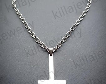 Pendant - Iced Out Upside Down Cross Necklace Pendant for Men Real ...