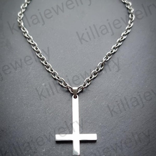 Dainty Upside Down Cross Necklace - Etsy