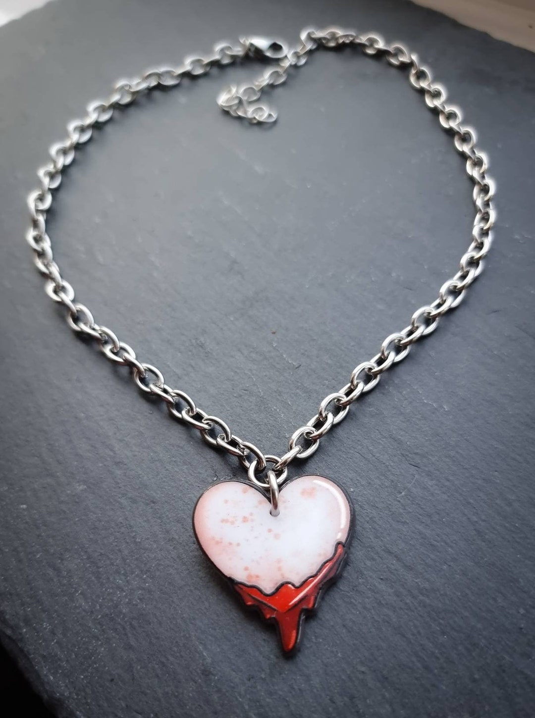 Gothic Bleeding Heart/ Blood Drip Pendant Necklace - Etsy