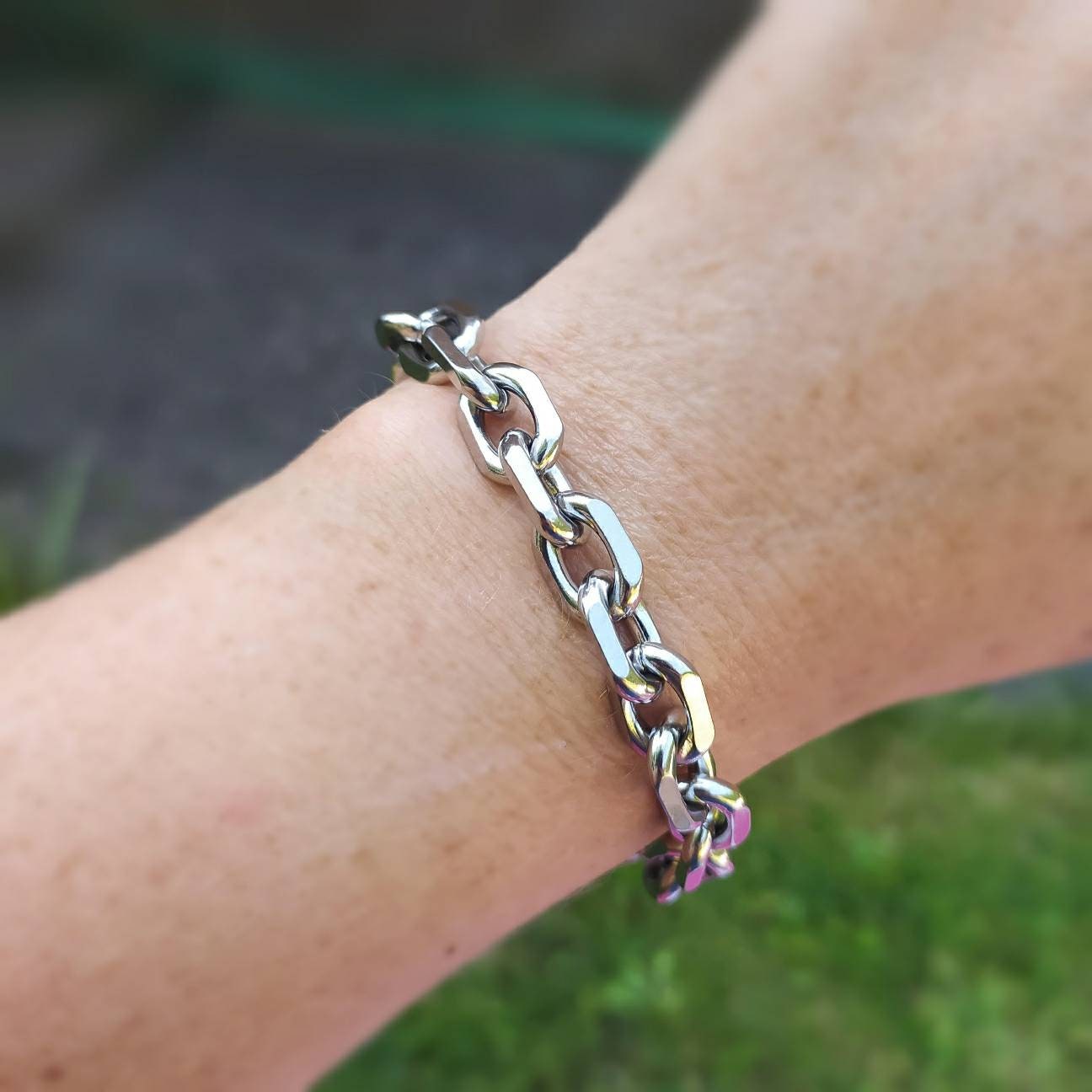 Chunky Chain Bracelet Stainless Steel Thick Chain Bracelet - Etsy
