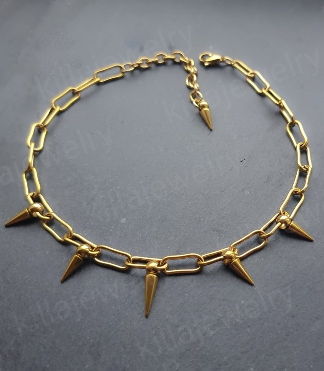 Spike Paperclip Chain Choker: Stainless Steel Punk Necklace - Etsy