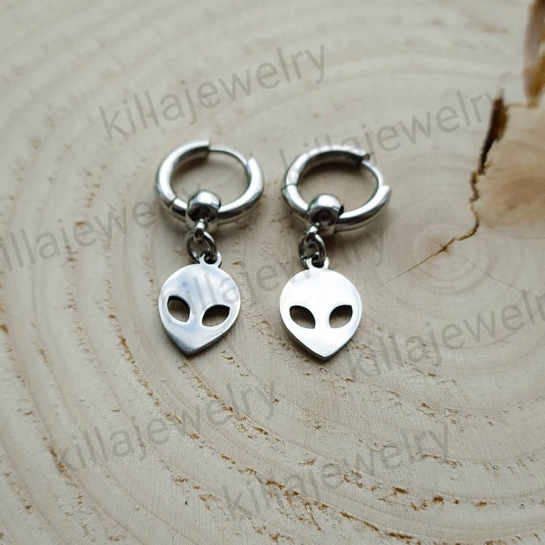 Alien , Ufo Huggie Hoop Earrings - Etsy