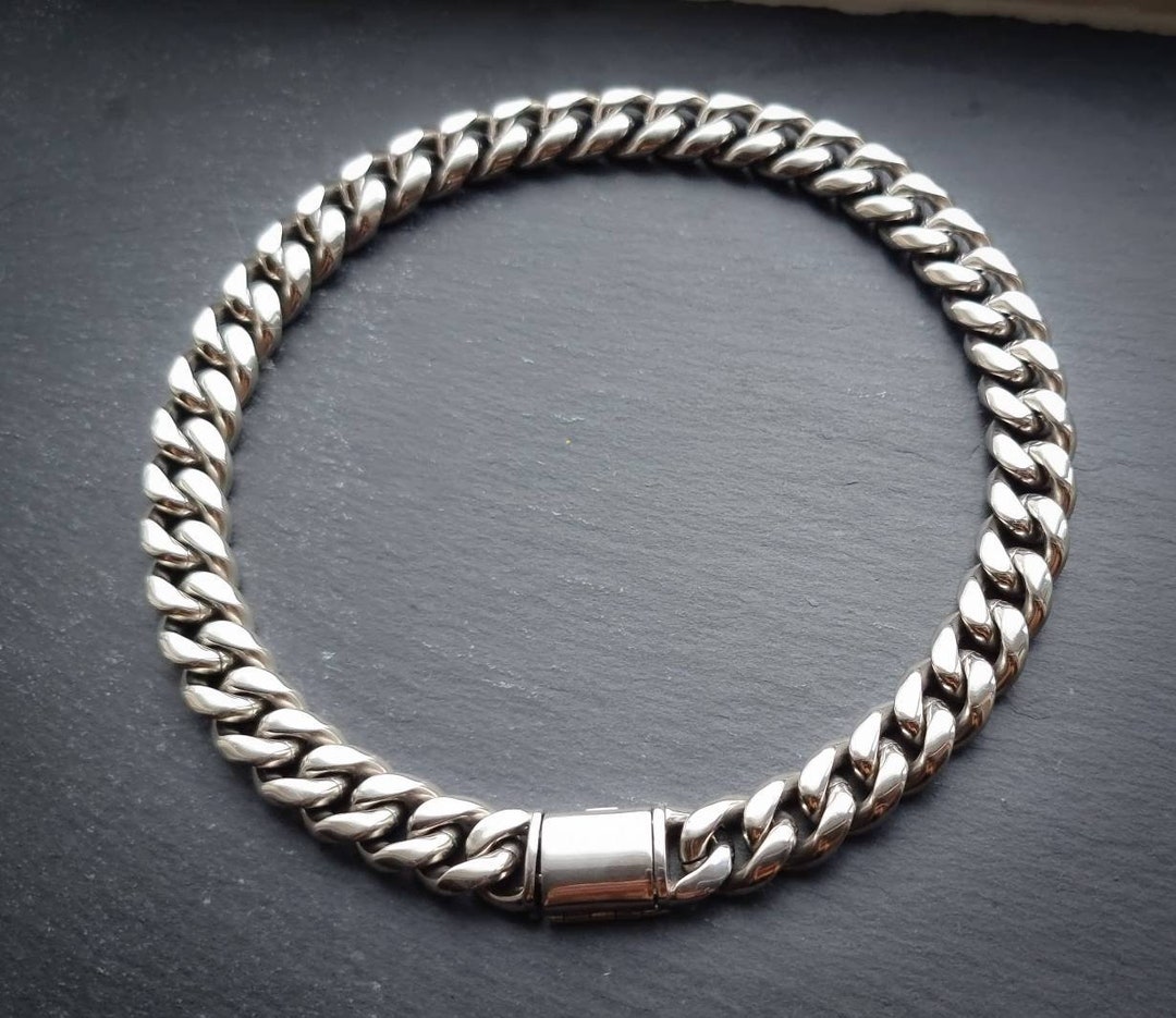 Chunky Stainless Steel Curb Chain Necklace With Large Buckle Clasp - Etsy