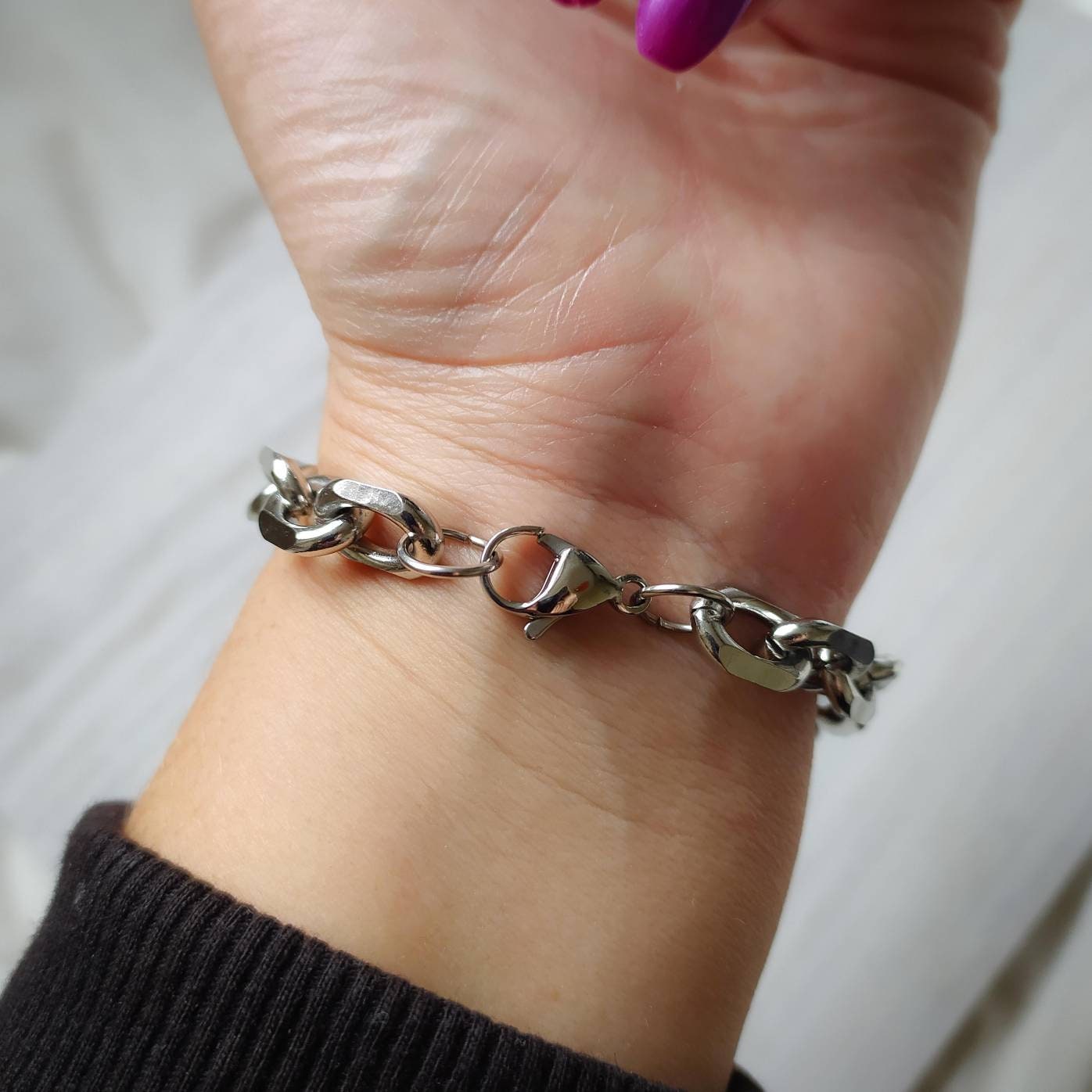 Chunky Chain Bracelet Stainless Steel Thick Chain Bracelet - Etsy