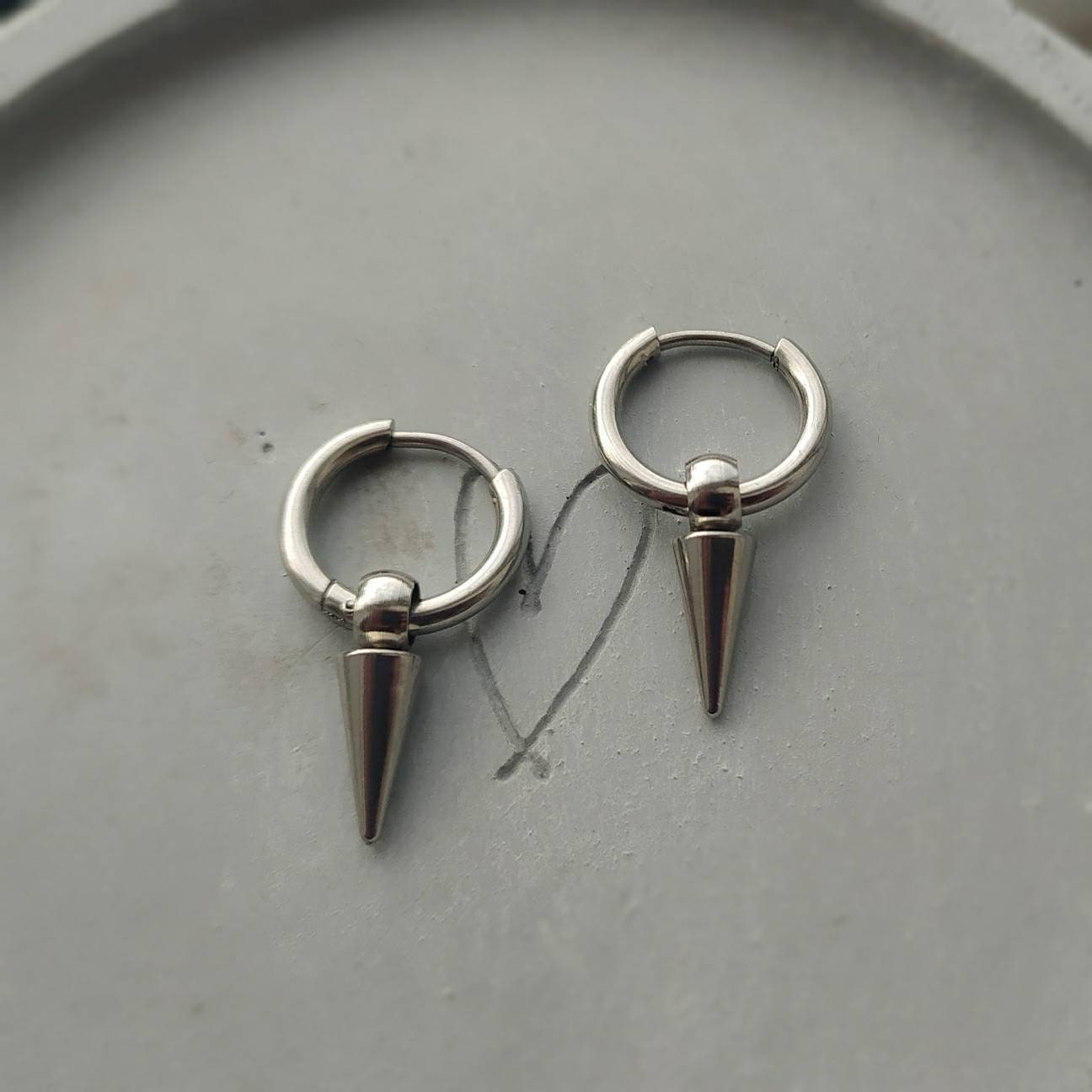 Spike Earrings Silver Spikes Punk Earrings Punk Jewelry | Etsy