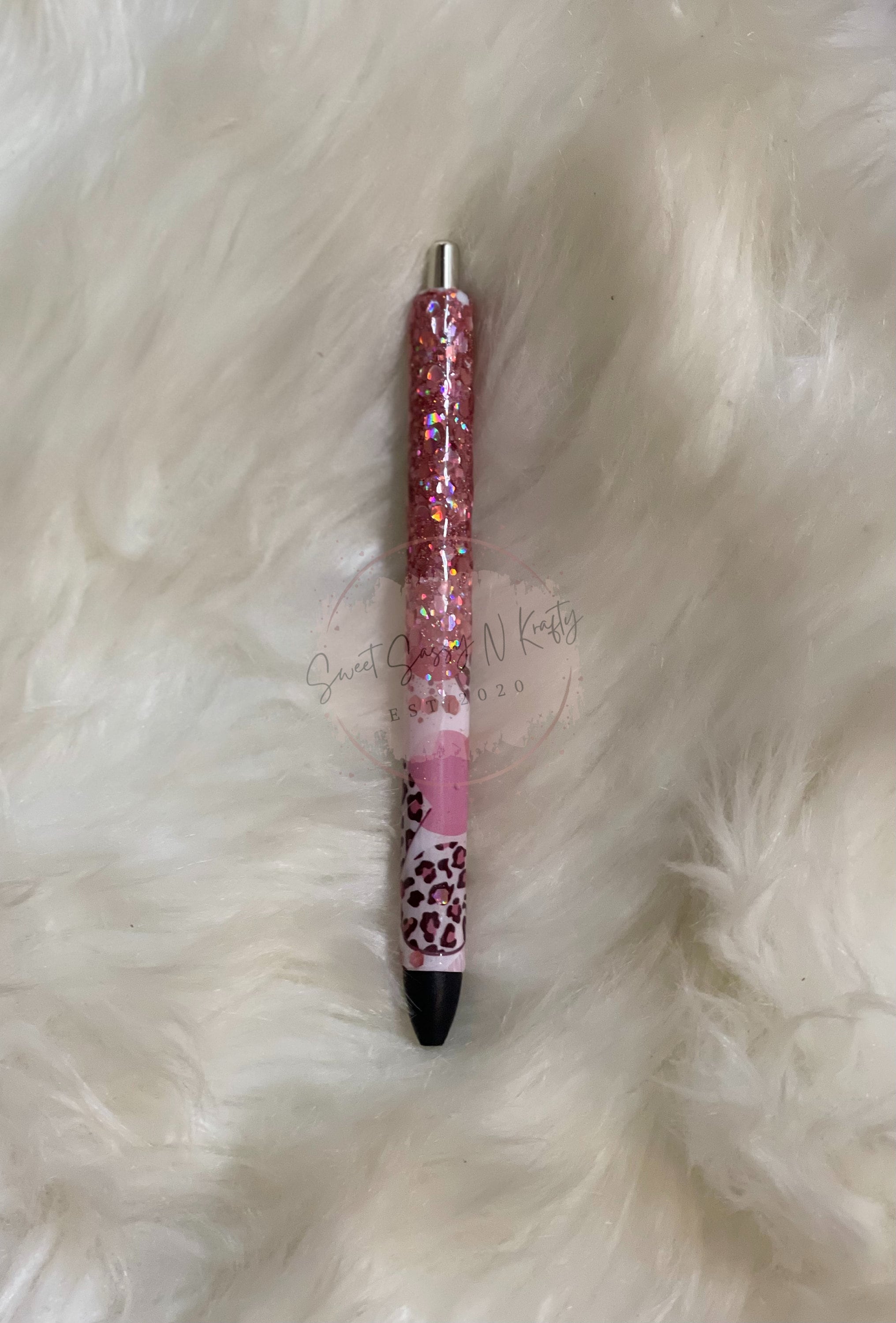 Circle Cheetah Pink Glitter Gel Pen Cheetah Pink Glitter Pen - Etsy