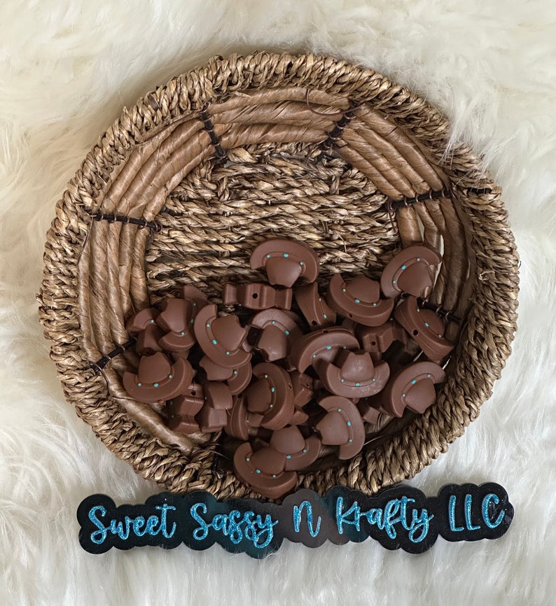 Brown Cowboy Hat Silicone Focal Bead| Cowboy Hat Silicone Focal Bead ...