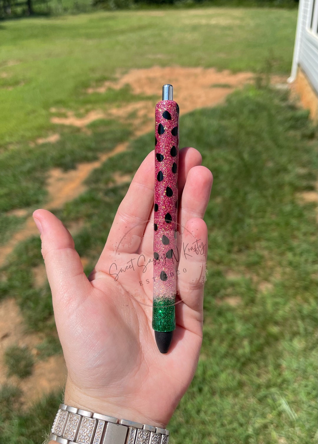 Watermelon Glitter Pen| Glitter Pen| Watermelon Pen| - Etsy