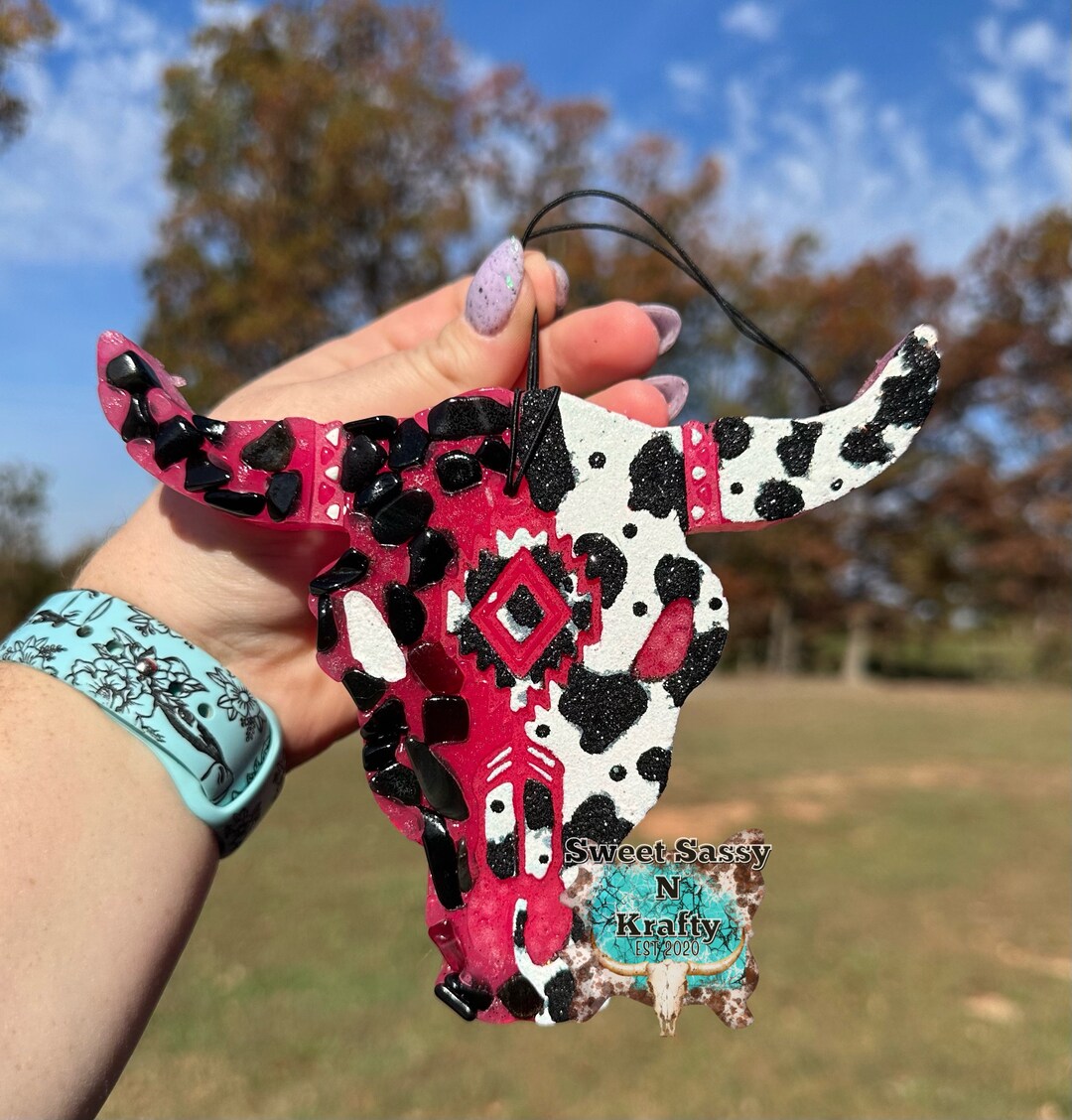 Hot Pink Black Cow Bull Head Freshie| Cute Freshie| Hot Pink Bull Head ...