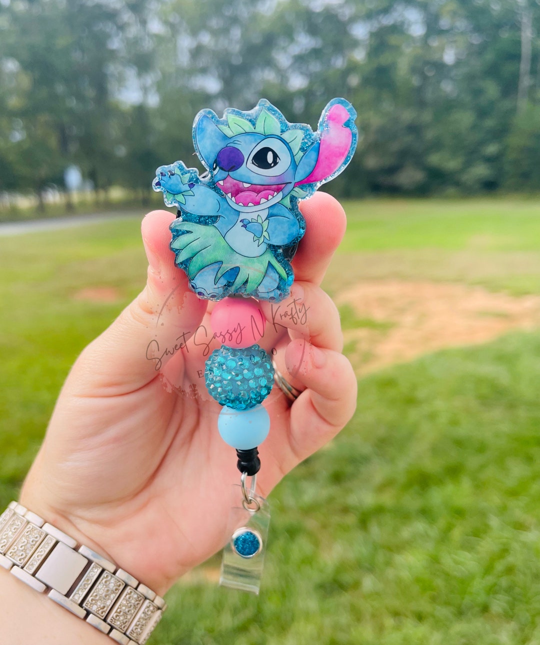 S T I C H Badge Reel| Alien Badge Reel | Glitter Stitch Badge Reel ...