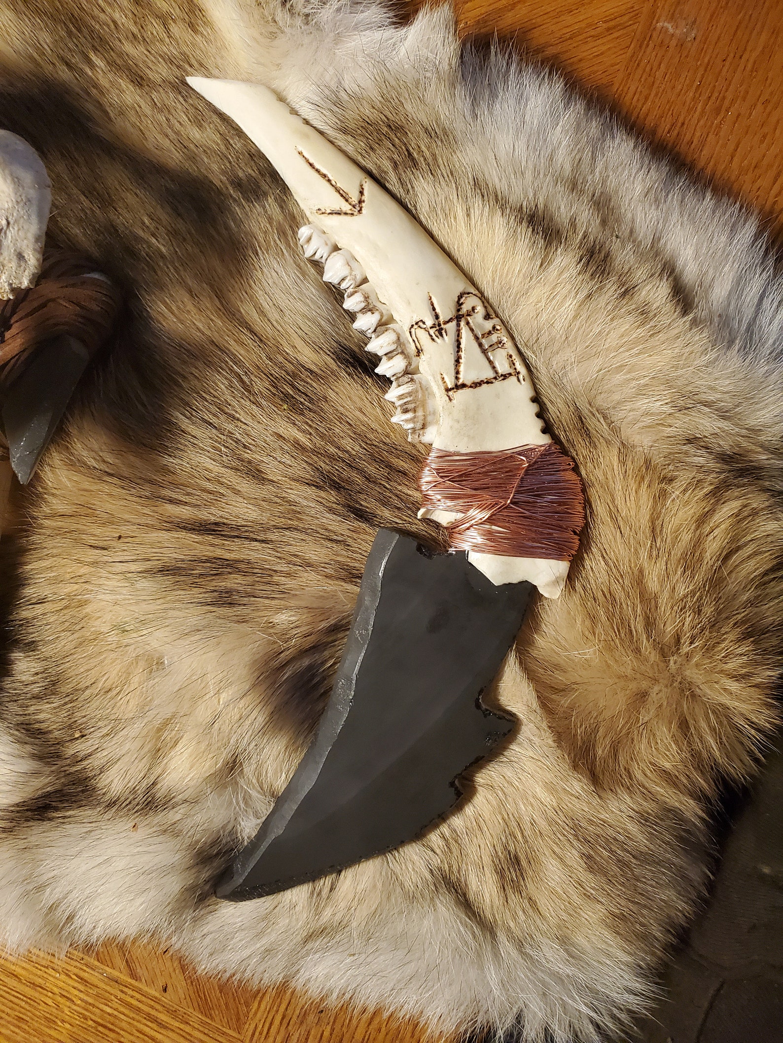 Massive Rainbow Obsidian/deer Jaw Karambit Knife - Etsy