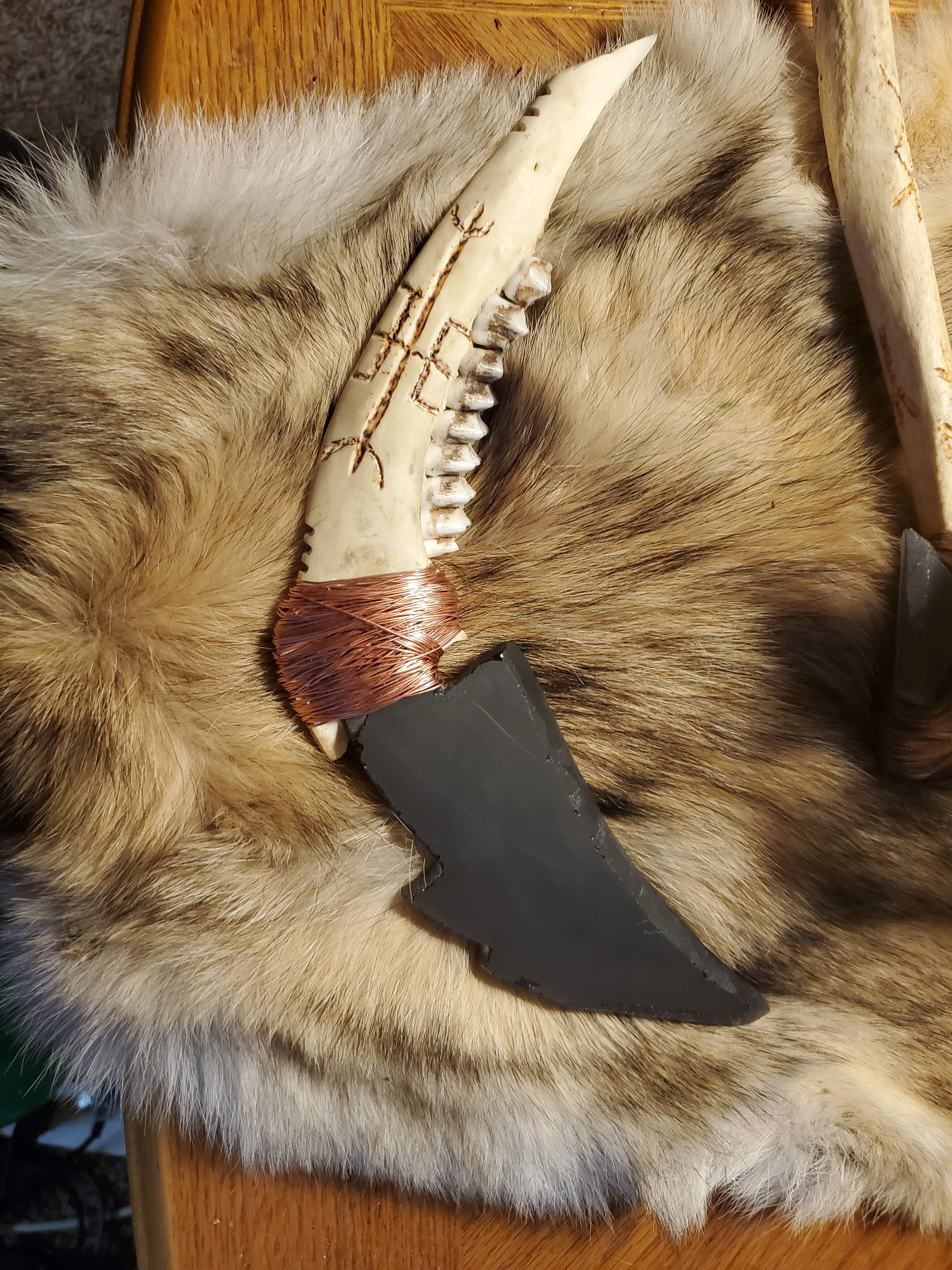 Massive Rainbow Obsidian/deer Jaw Karambit Knife - Etsy