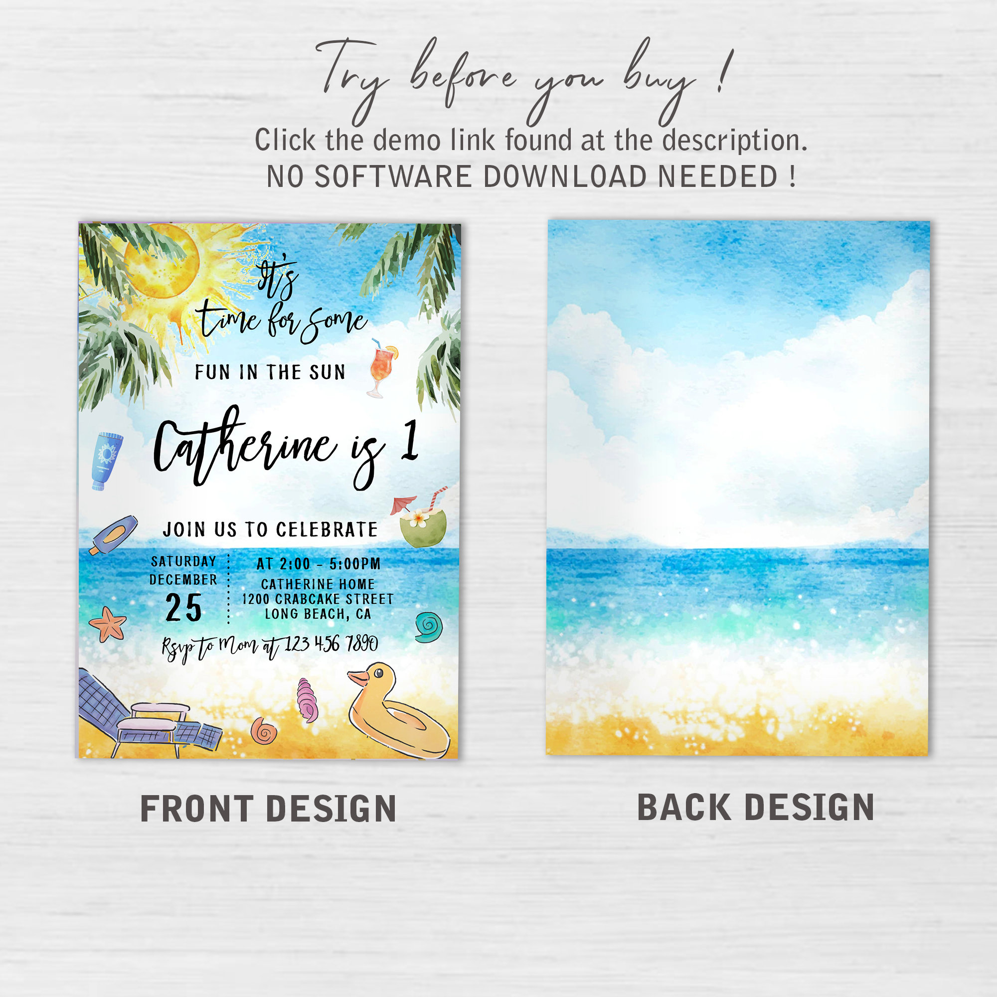 Beach Party Invitation Background