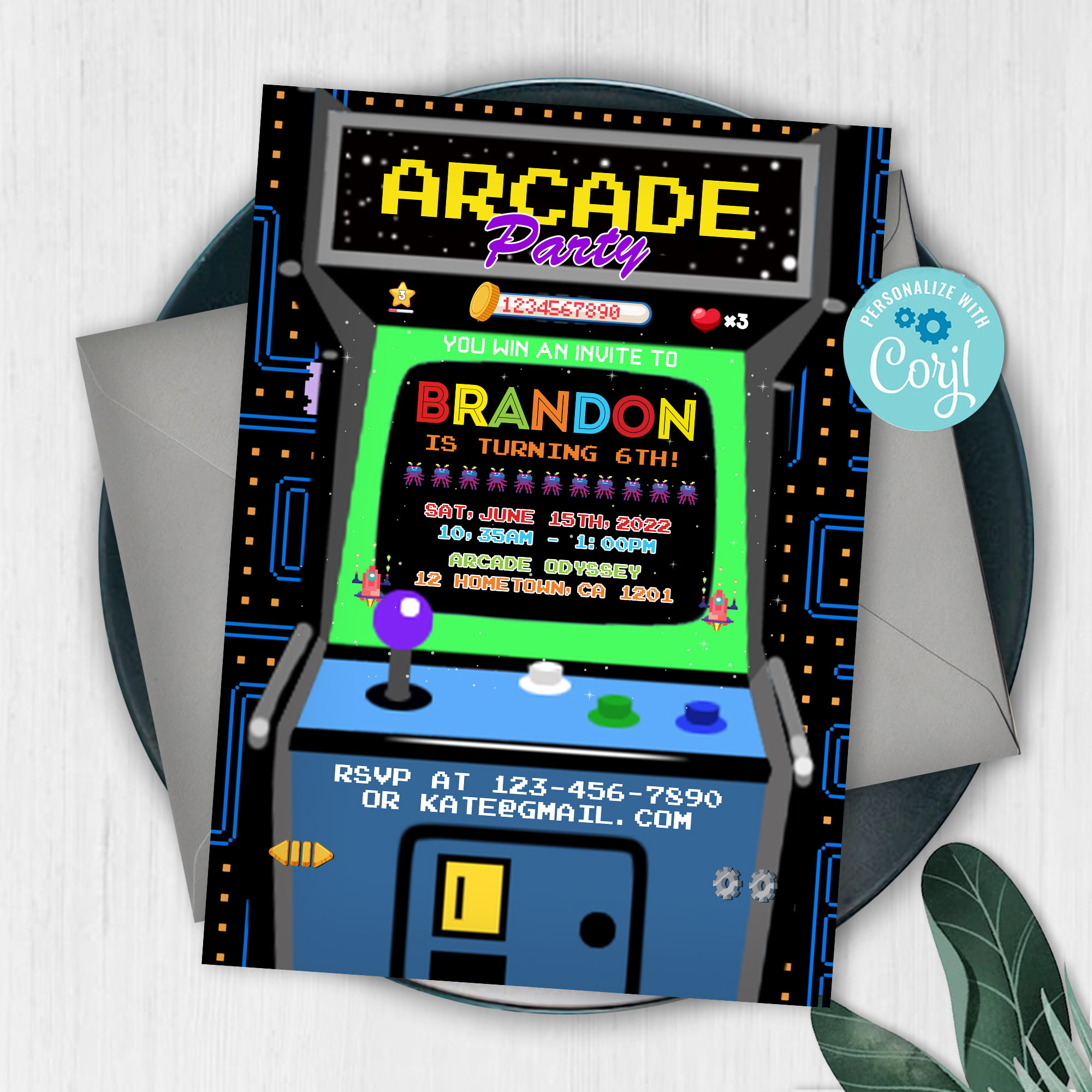 Arcade Birthday Invitation Arcade Party Video Game - Etsy