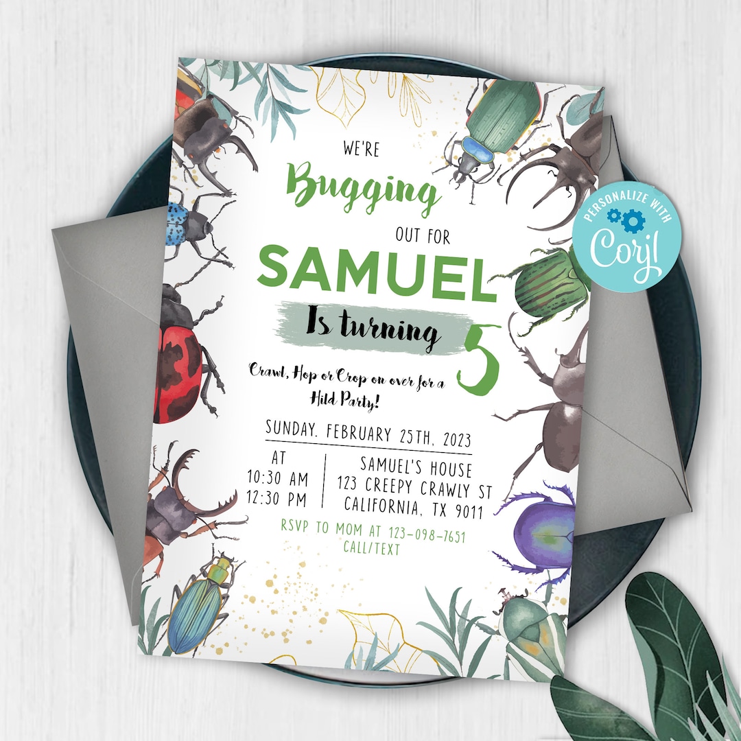 Bug Birthday Invitation, Bug Birthday Party, Bug Invitation, Editable ...