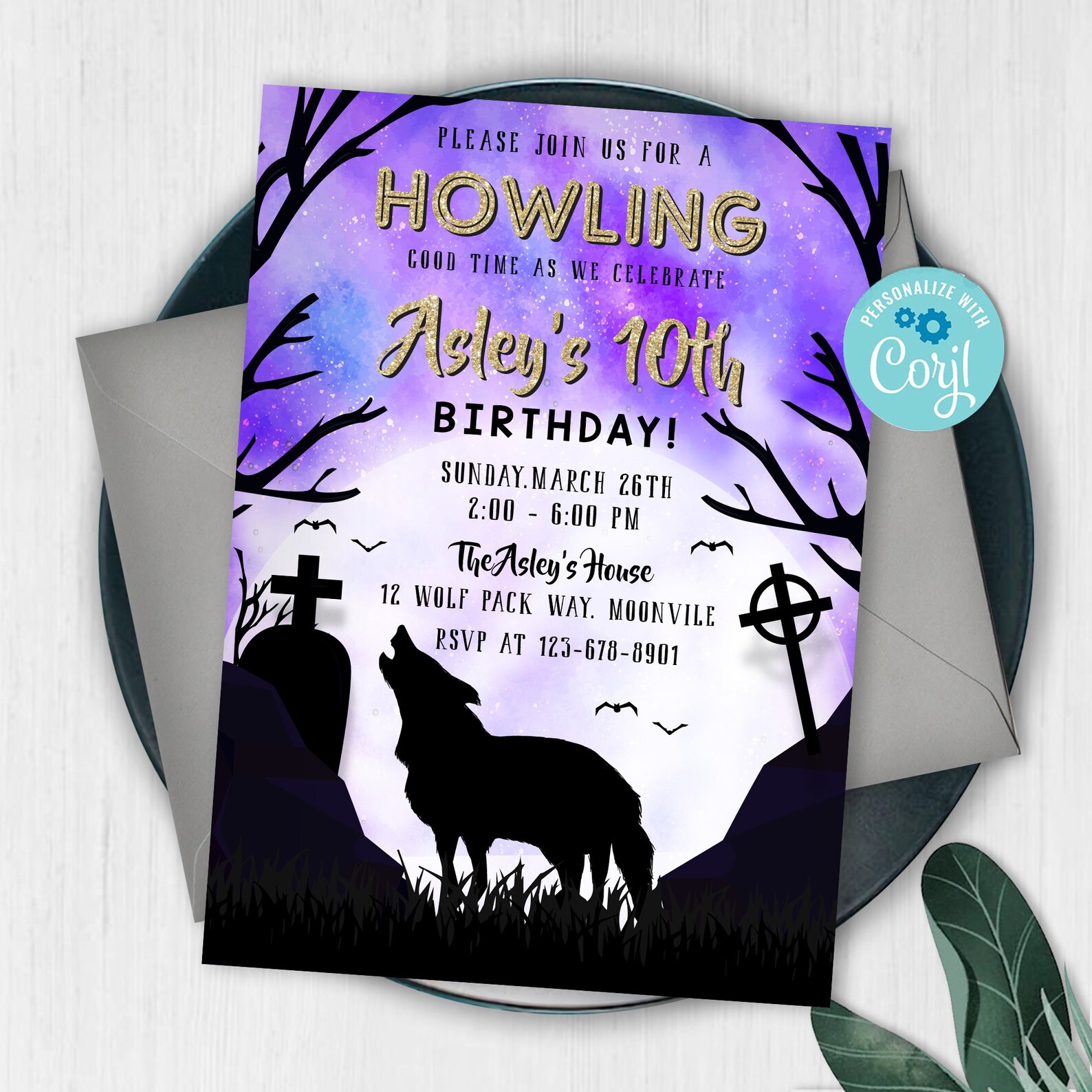 Wolf Invitation, Wolf Birthday Party Invitation, Wolf Howling ...