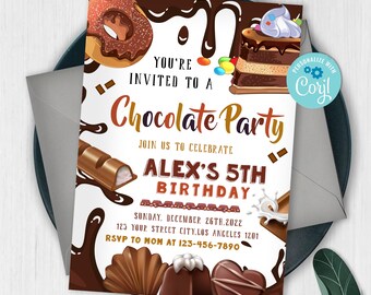 Chocolate Candy Birthday Invitation - Etsy