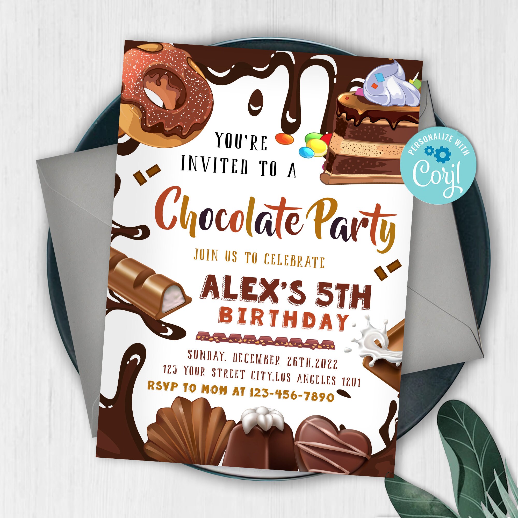 Choco Invitation, Chocolate Invitation, Chocolate Birthday Invitation ...