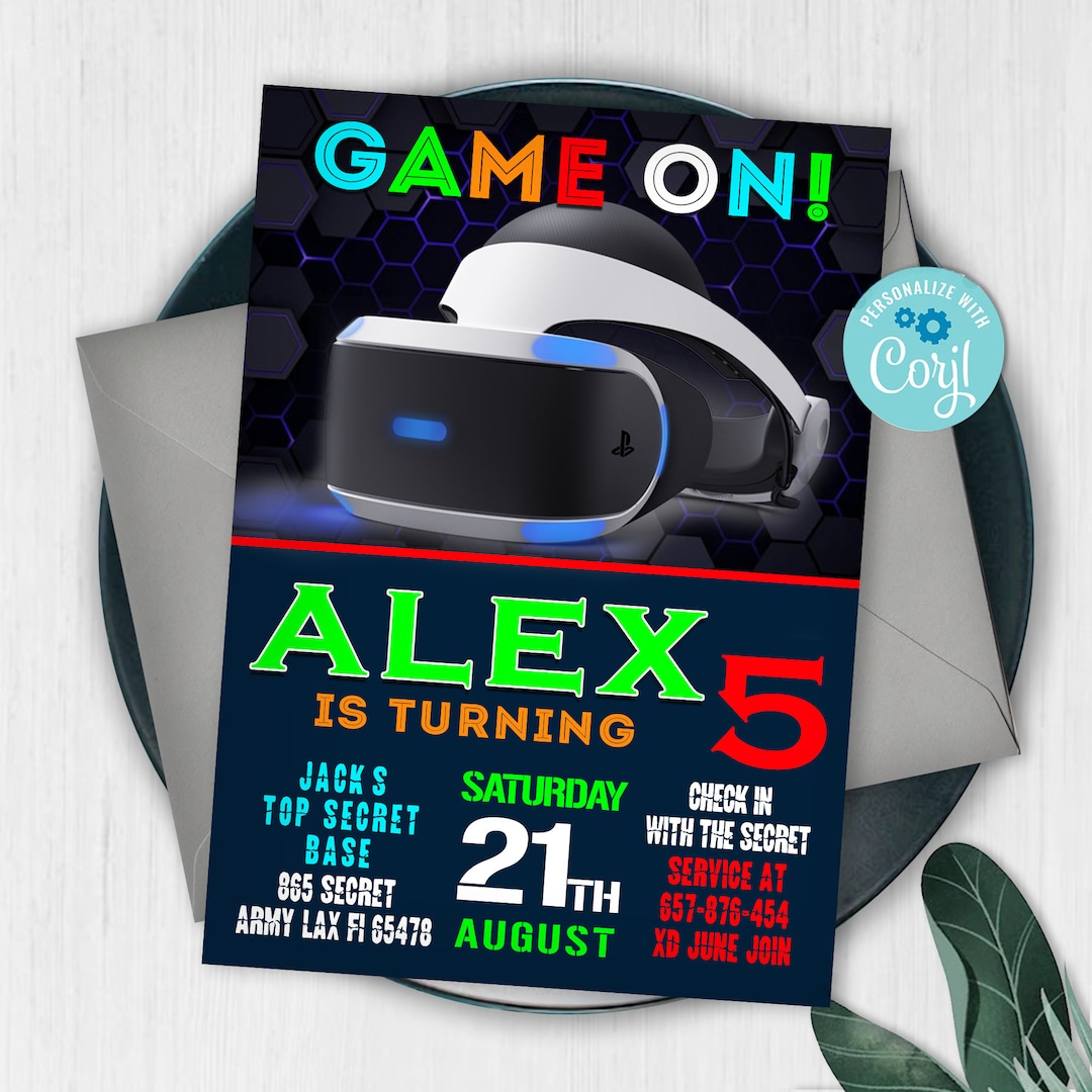 Virtual Reality Game VR Party Invitation, Gaming Birthday Invitation ...