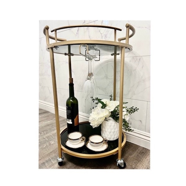 Black Round Bar Cart - Etsy