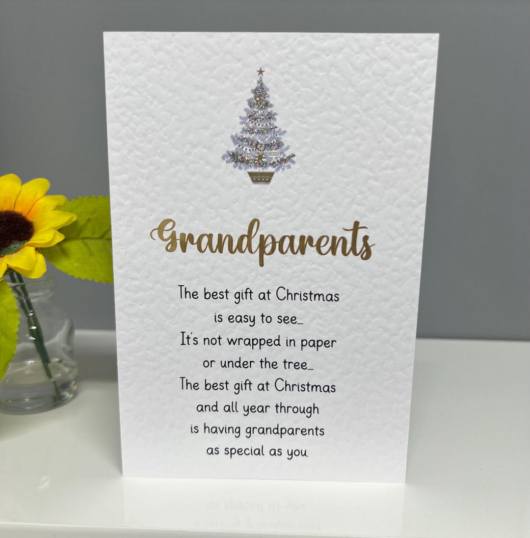 Grandparents Christmas Card With Glittery Christmas Tree - Etsy UK