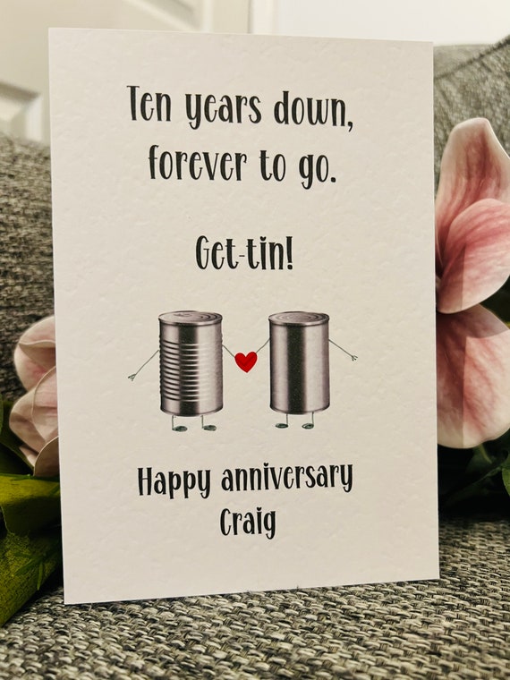 Ten Year Anniversary Card. Tin Anniversary. | Etsy