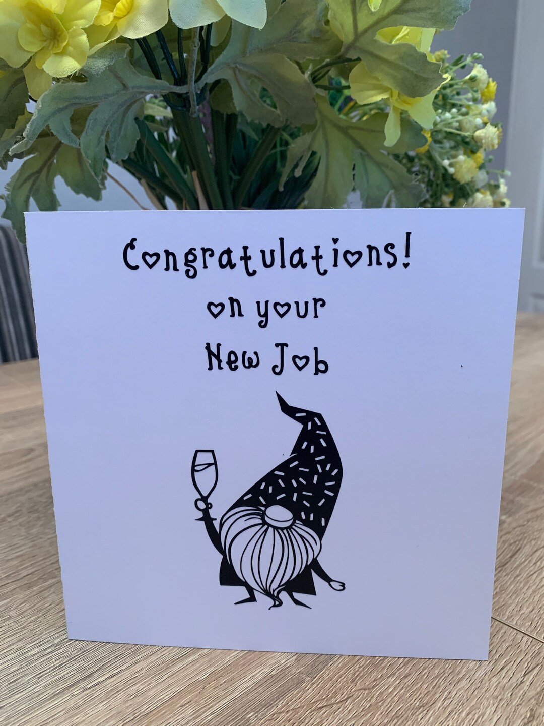 New Job Card, Gnome Congratulations, Black and White Card, Vinyl - Etsy